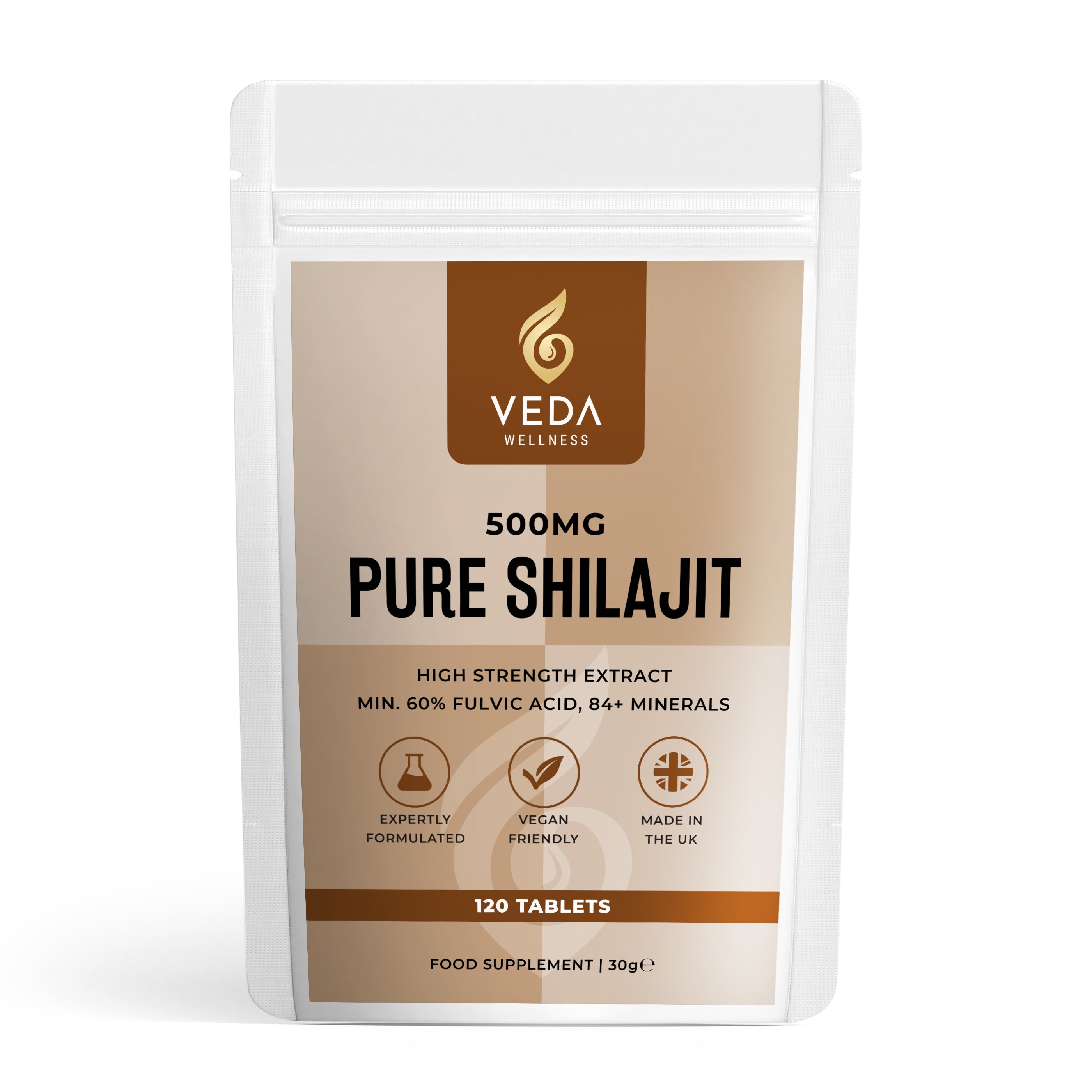 Pure Shilajit 120 Tablets - 60% Fulvic Acid, High Strength, Lab Tested ...